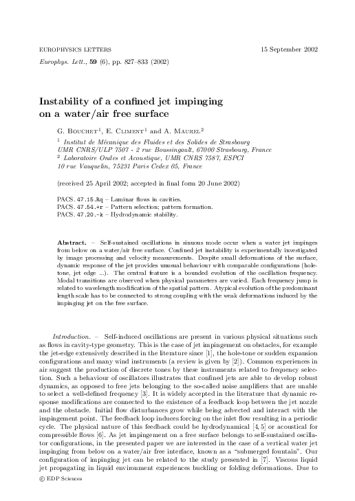 (PDF) Confined Jet Instability on Free Surface