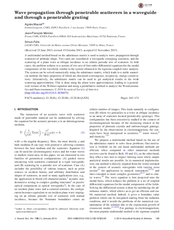 (PDF) Wave propagation through penetrable scatterers in a waveguide and ...