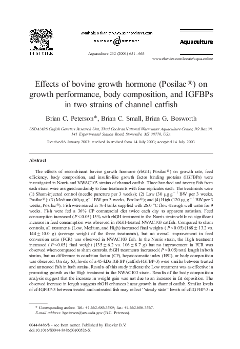 (PDF) Effects of bovine growth hormone (Posilac®) on growth performance ...
