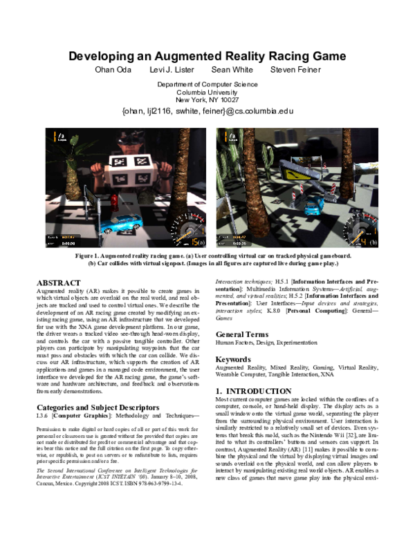 (PDF) Developing an Augmented Reality Racing Game