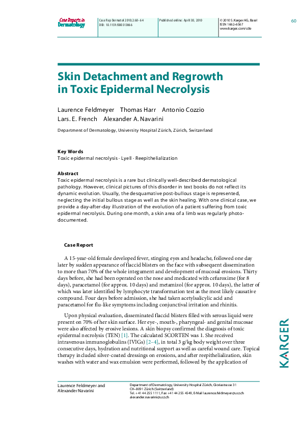 (PDF) Skin Detachment and Regrowth in Toxic Epidermal Necrolysis