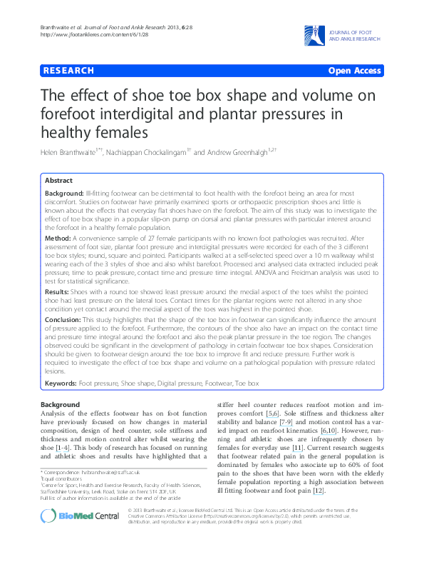 (PDF) The effect of shoe toe box shape and volume on forefoot ...