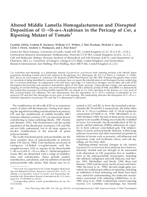 (PDF) Altered Middle Lamella Homogalacturonan and Disrupted Deposition ...