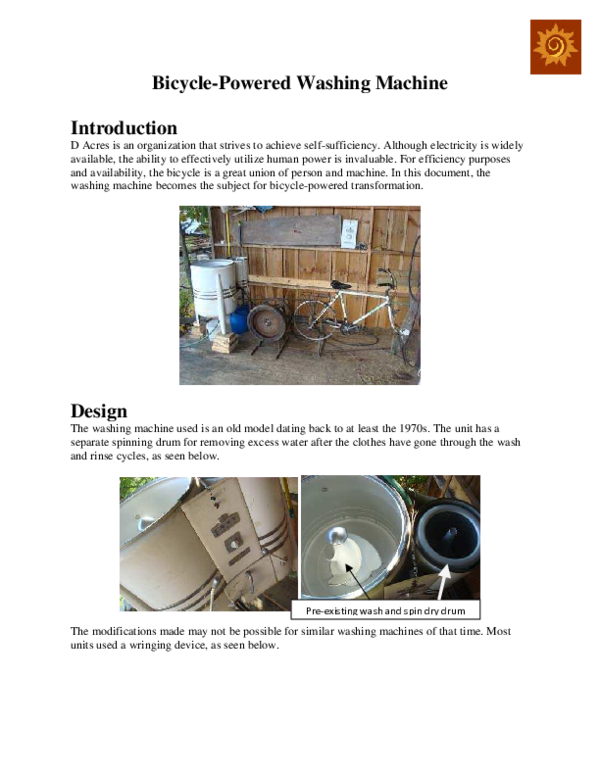 (PDF) Bicycle-Powered Washing Machine