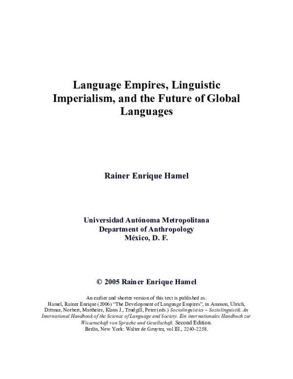 (PDF) Language empires, linguistic imperialism and the future of global ...