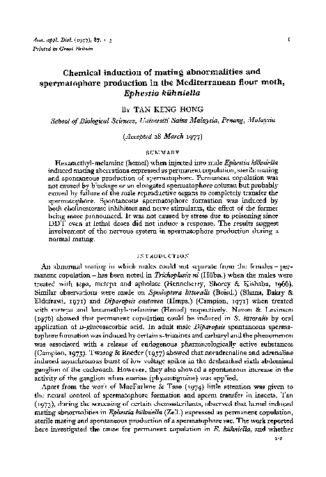 (PDF) Chemical induction of mating abnormalities and spermatophore ...