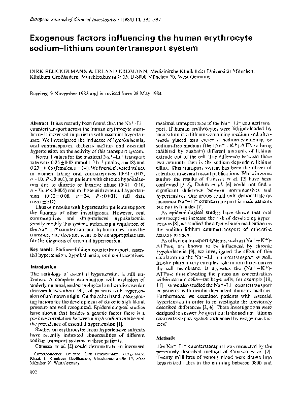 (PDF) Exogenous factors influencing the human erythrocyte sodium ...