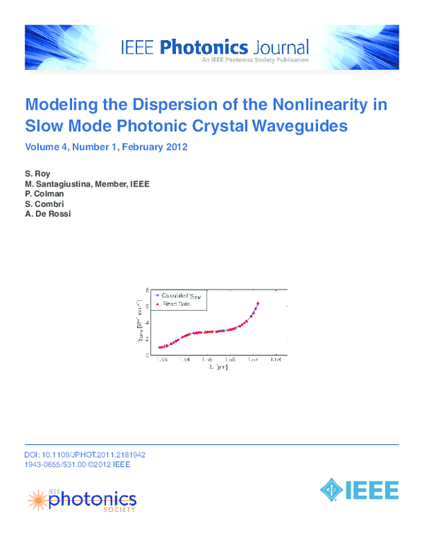 (PDF) Modeling the Dispersion of the Nonlinearity in Slow Mode Photonic Crystal Waveguides
