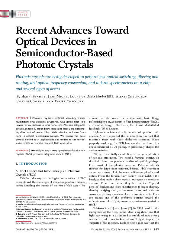 (PDF) Recent Advances Toward Optical Devices in Semiconductor-Based Photonic Crystals Photonic ...