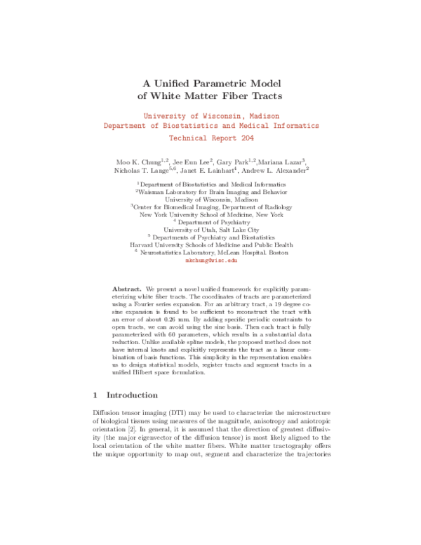 (PDF) A Unified Parametric Model of White Matter Fiber Tracts