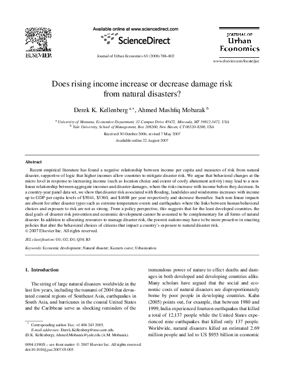 (PDF) Does rising income increase or decrease damage risk from natural ...