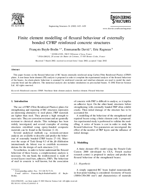 Pdf Finite Element Modelling Of Flexural Behaviour Of Externally