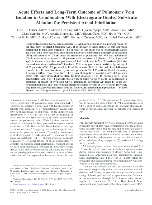 (PDF) Acute Effects and Long-Term Outcome of Pulmonary Vein Isolation in Combination With ...