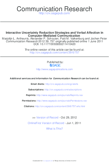 (PDF) Interactive Uncertainty Reduction Strategies and Verbal Affection ...