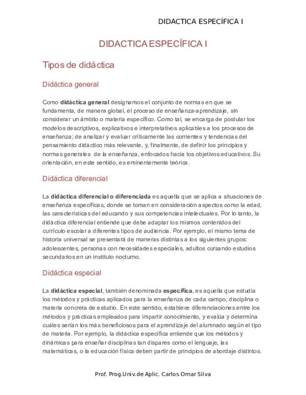 (DOC) DIDACTICA ESPECIFICA I silva