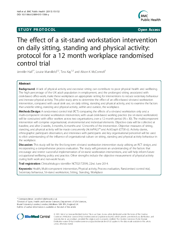 (PDF) The effect of a sit-stand workstation intervention on daily ...
