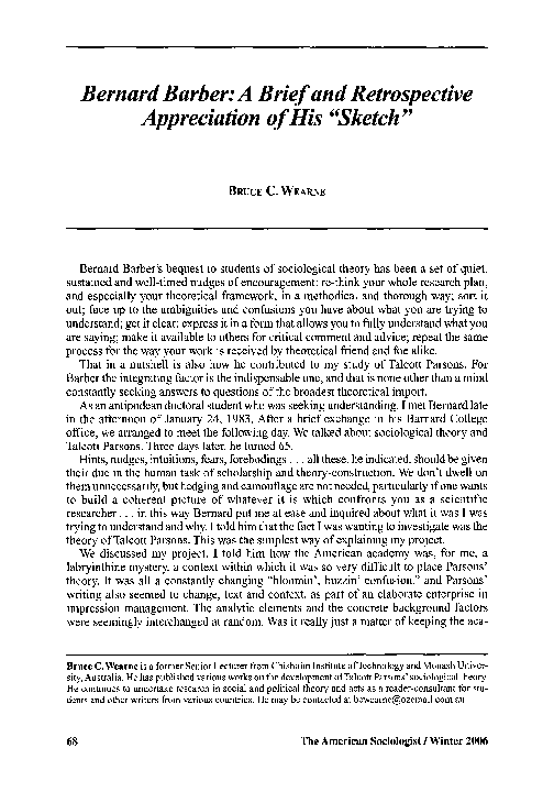 (PDF) Bernard Barber: A brief and retrospective appreciation of his ...