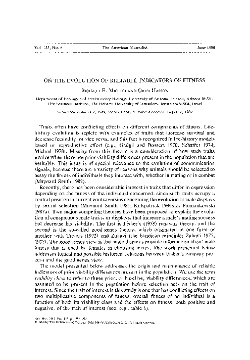 (PDF) On the evolution of informational cues based on fitness | Richard ...