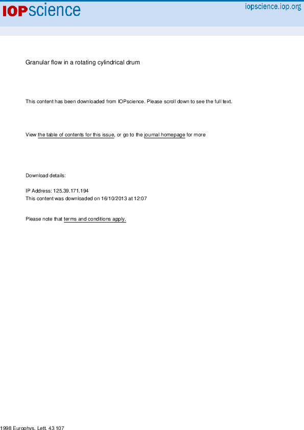 (PDF) Granular flow in a rotating cylindrical drum