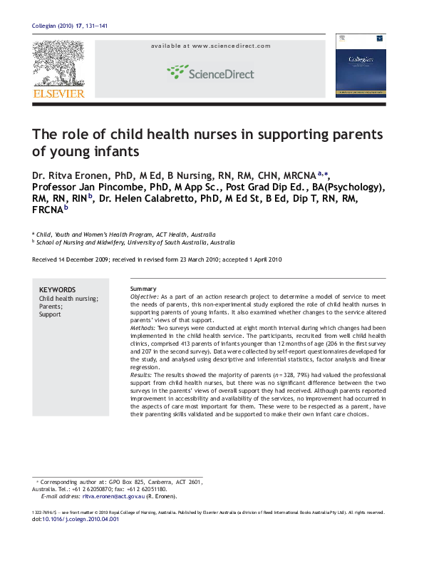 (PDF) The role of child health nurses in supporting parents of young ...