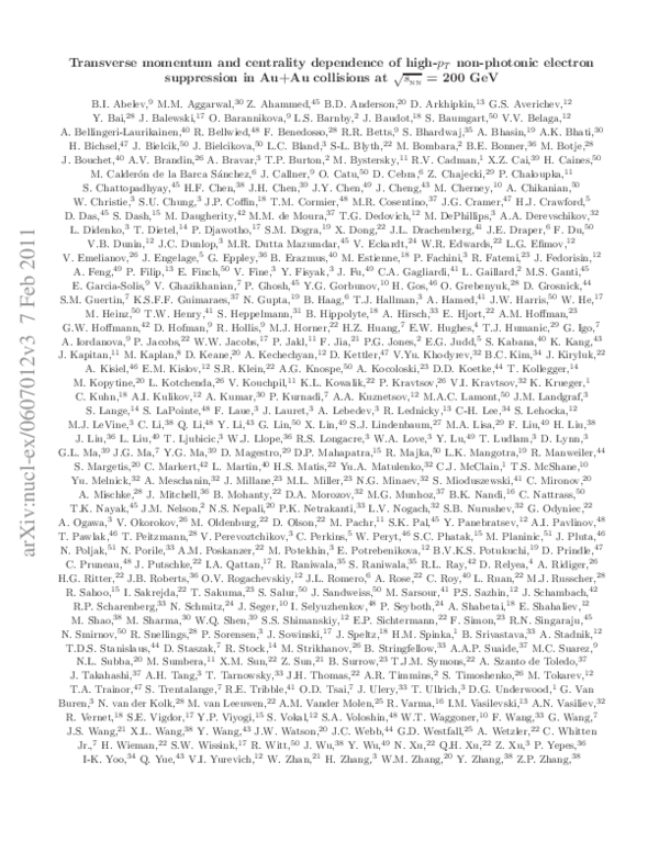(PDF) Transverse Momentum and Centrality Dependence of High-pT Nonphotonic Electron Suppression ...