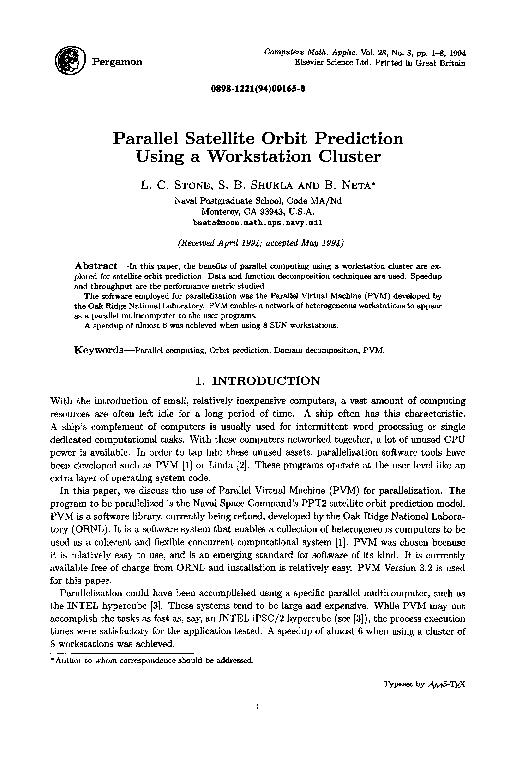 (PDF) Parallel satellite orbit prediction using a workstation cluster