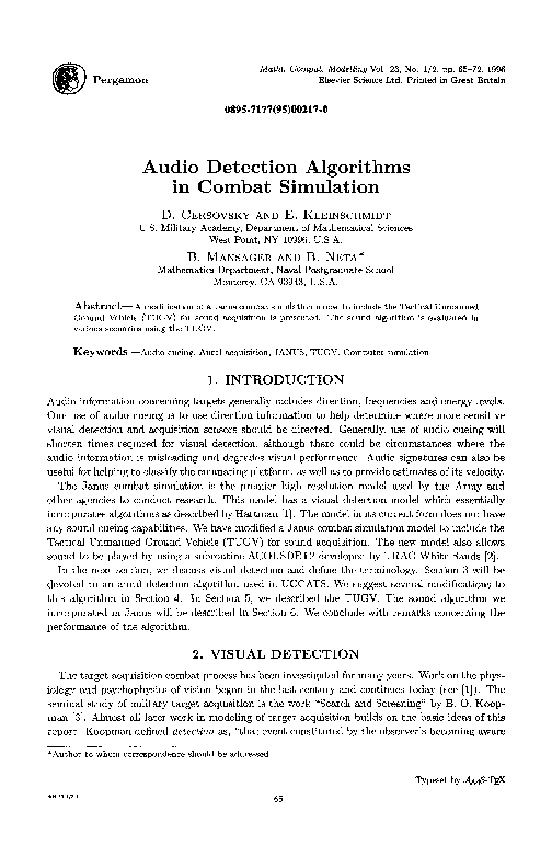 Audio detection algorithms in combat simulation