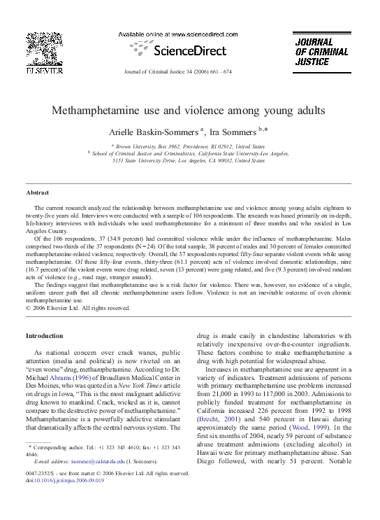 (PDF) Methamphetamine use and violence among young adults