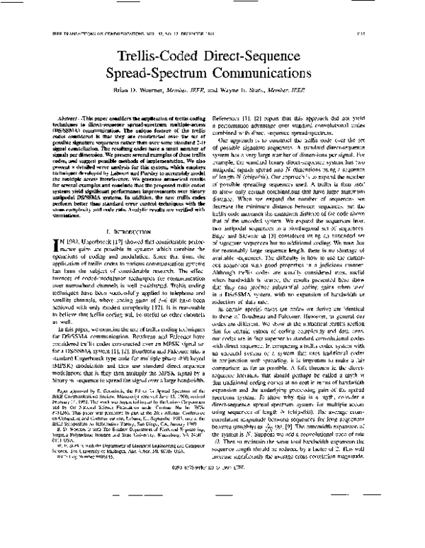 Pdf Trellis Coded Direct Sequence Spread Spectrum Communications