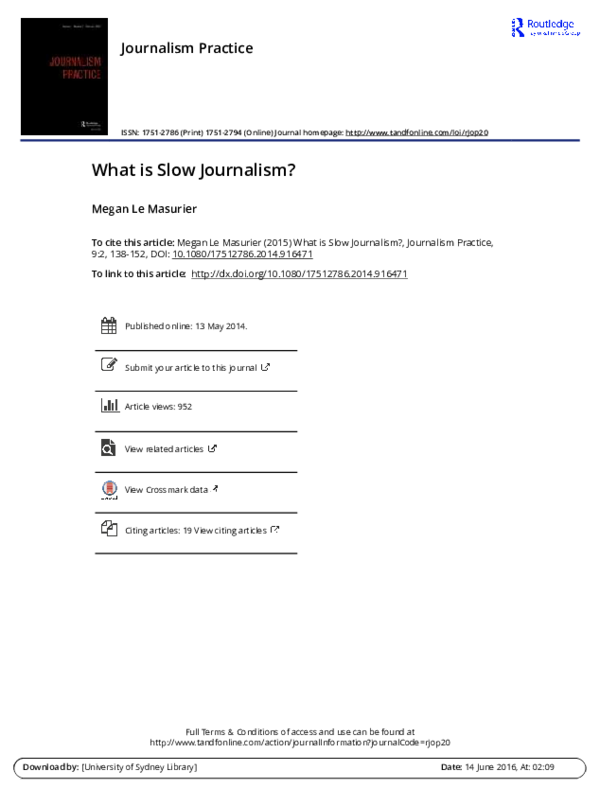 (PDF) What is Slow Journalism