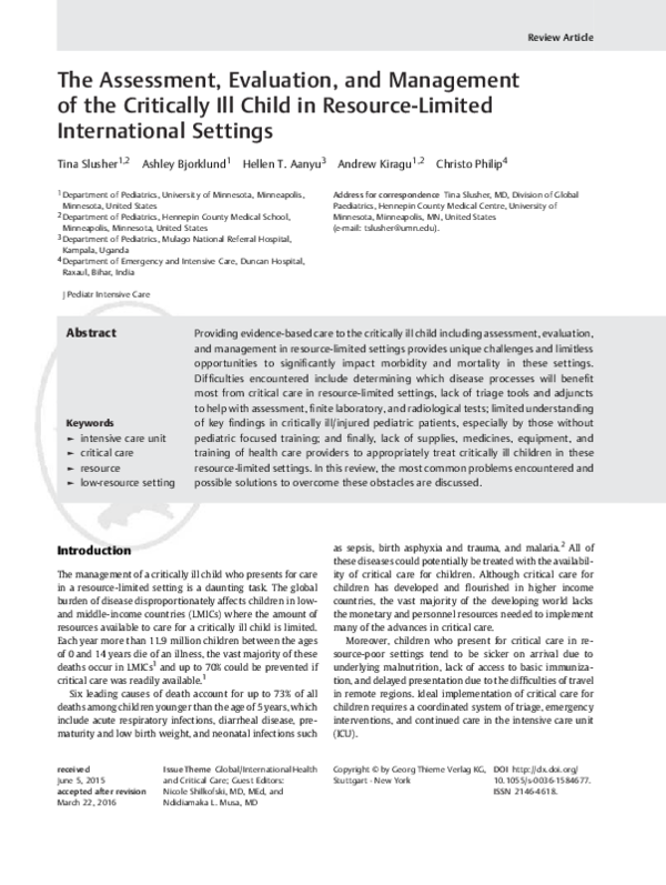 (PDF) The Assessment, Evaluation, and Management of the Critically Ill ...