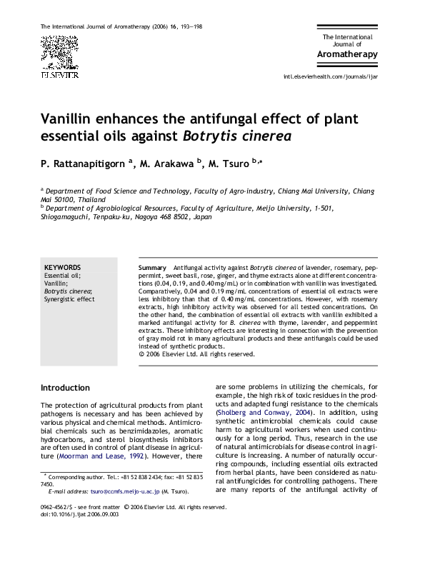 (PDF) Vanillin enhances the antifungal effect of plant essential oils ...