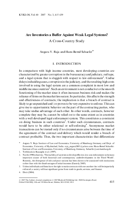 (PDF) Are Inventories a Buffer Against Weak Legal Systems