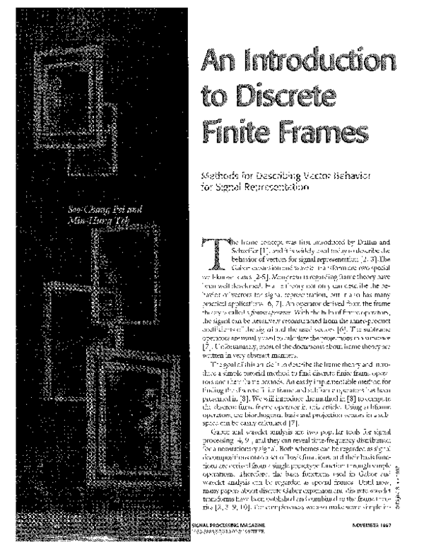 (PDF) An introduction to discrete finite frames