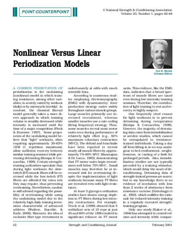(PDF) POINT/COUNTERPOINT: Nonlinear Versus Linear Periodization Models ...