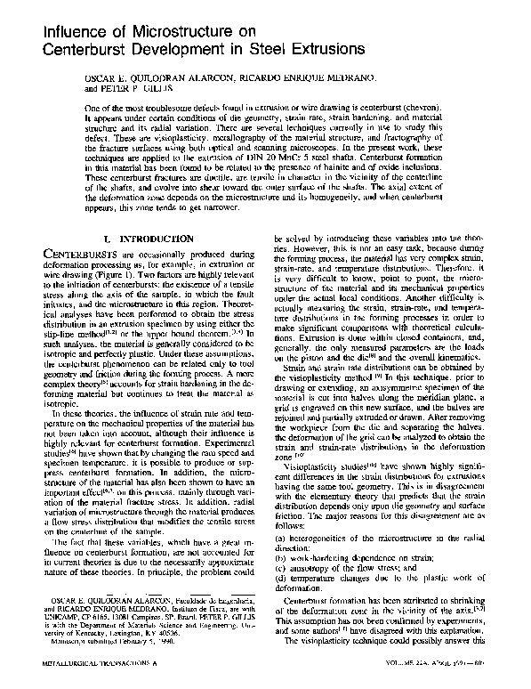 (PDF) Influence of microstructure on centerburst development in steel ...