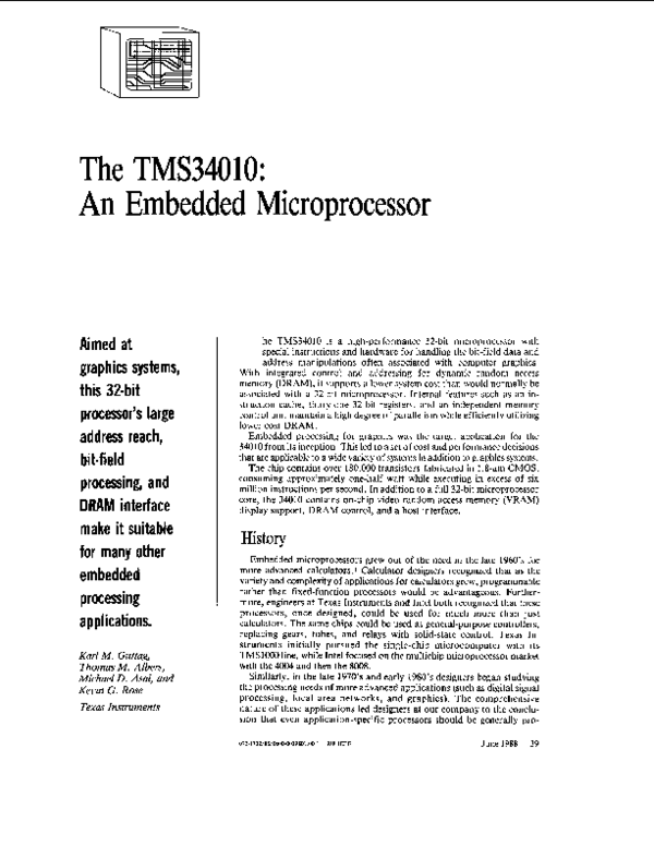 (PDF) The TMS34010: an embedded microprocessor