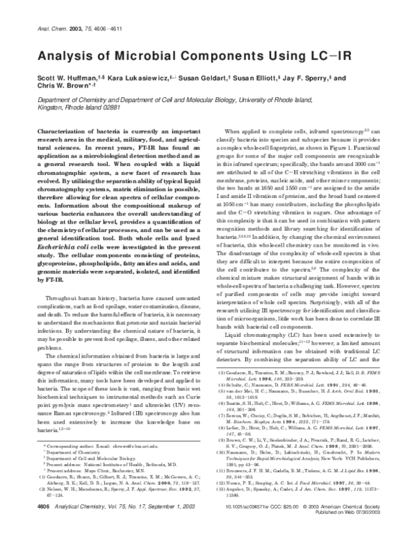 (PDF) Analysis of Microbial Components Using LC−IR