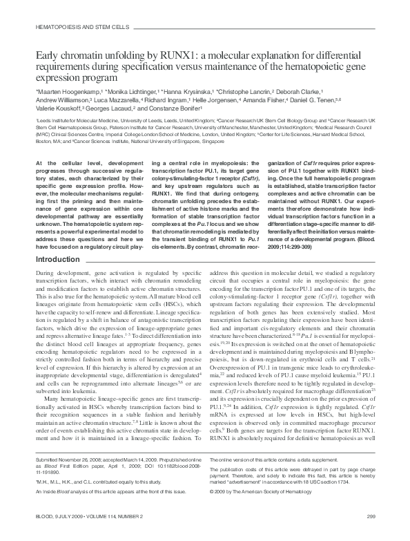 Pdf A Dna Contact Map For The Mouse Runx1 Gene Identifies Novel Hematopoietic Enhancers