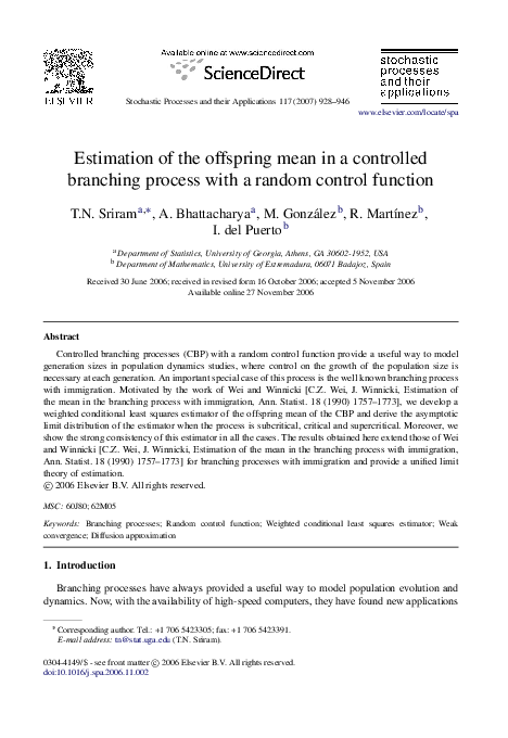 Pdf Estimation Of The Offspring Mean In A Controlled Branching Process With A Random Control
