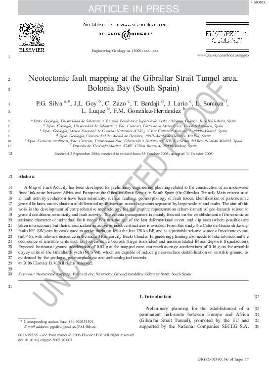 (PDF) Neotectonic fault mapping at the Gibraltar Strait Tunnel area ...