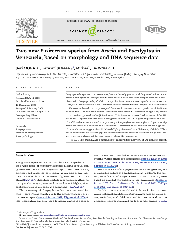 (PDF) Two new Fusicoccum species from Acacia and Eucalyptus in ...