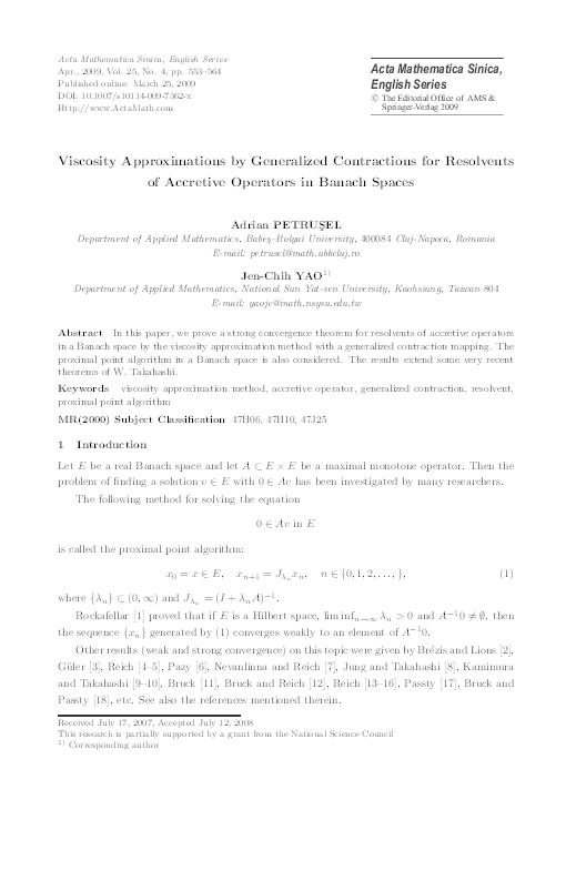 (PDF) Viscosity approximations by generalized contractions for resolvents of accretive operators ...