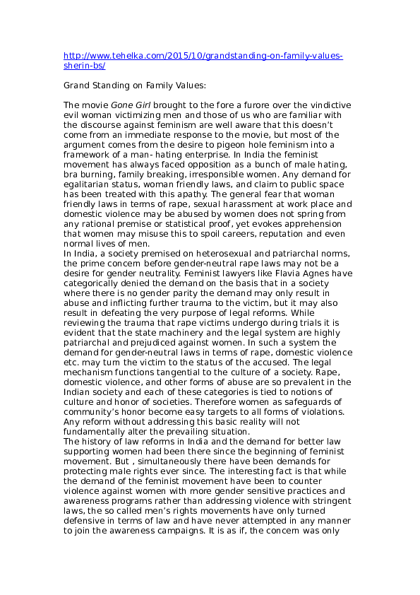 (DOC) Grandstanding on Family values