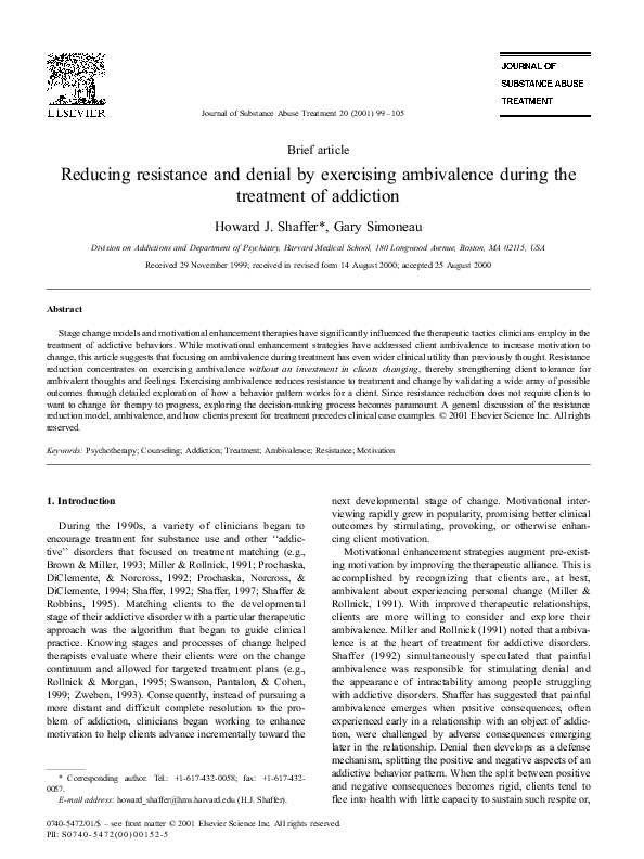 (PDF) Reducing resistance and denial by exercising ambivalence during ...