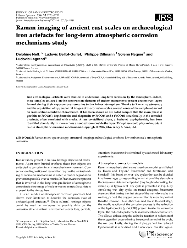 (PDF) Raman imaging of ancient rust scales on archaeological iron artefacts for long-term ...