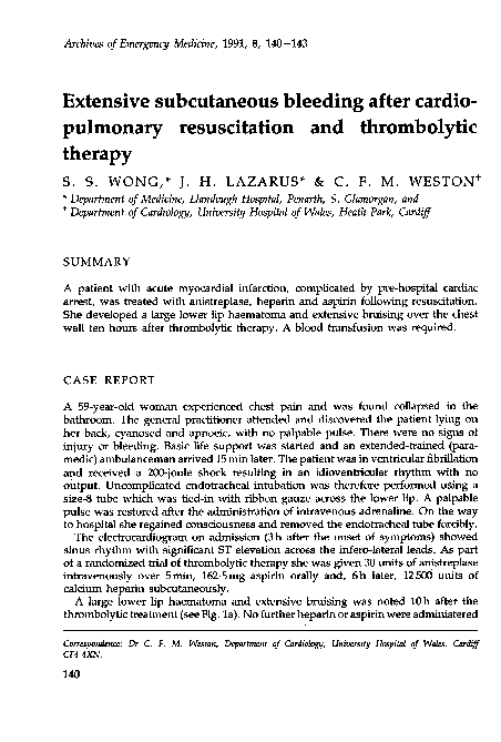 (PDF) Extensive subcutaneous bleeding after cardiopulmonary ...