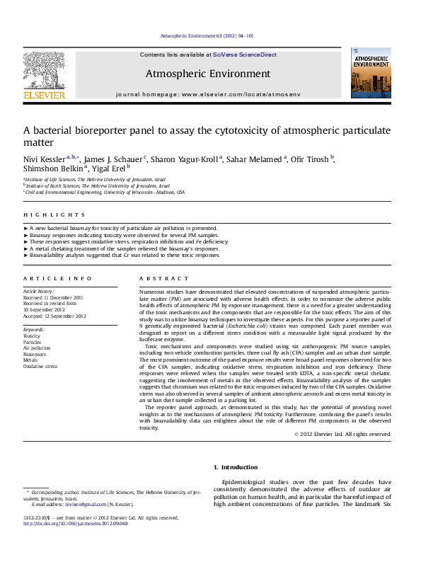 (PDF) A bacterial bioreporter panel to assay the cytotoxicity of ...