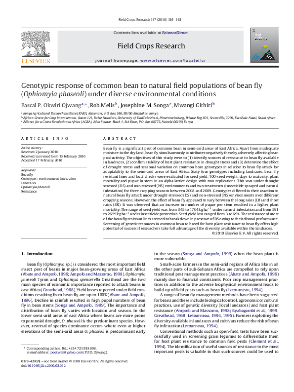 (PDF) Genotypic response of common bean to natural field populations of ...