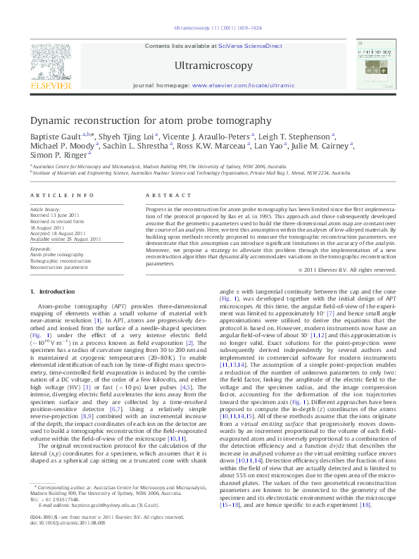 (PDF) Dynamic reconstruction for atom probe tomography